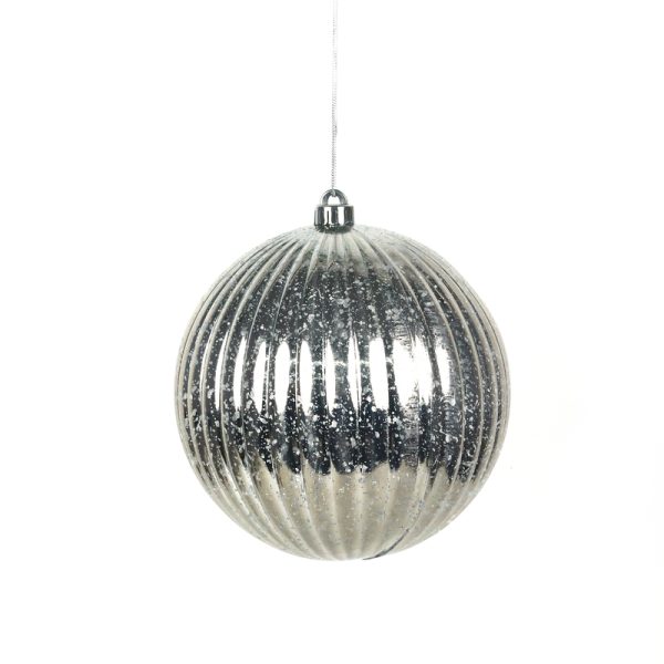 20Cm Silver Bauble In Pvc Box - Your Christmas Warehouse